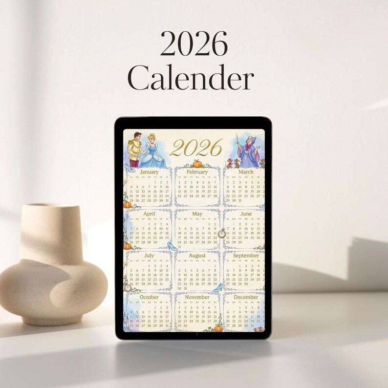 2026 Princess Theme Calendar Printable | Fairy Tale Planner | Digital ...