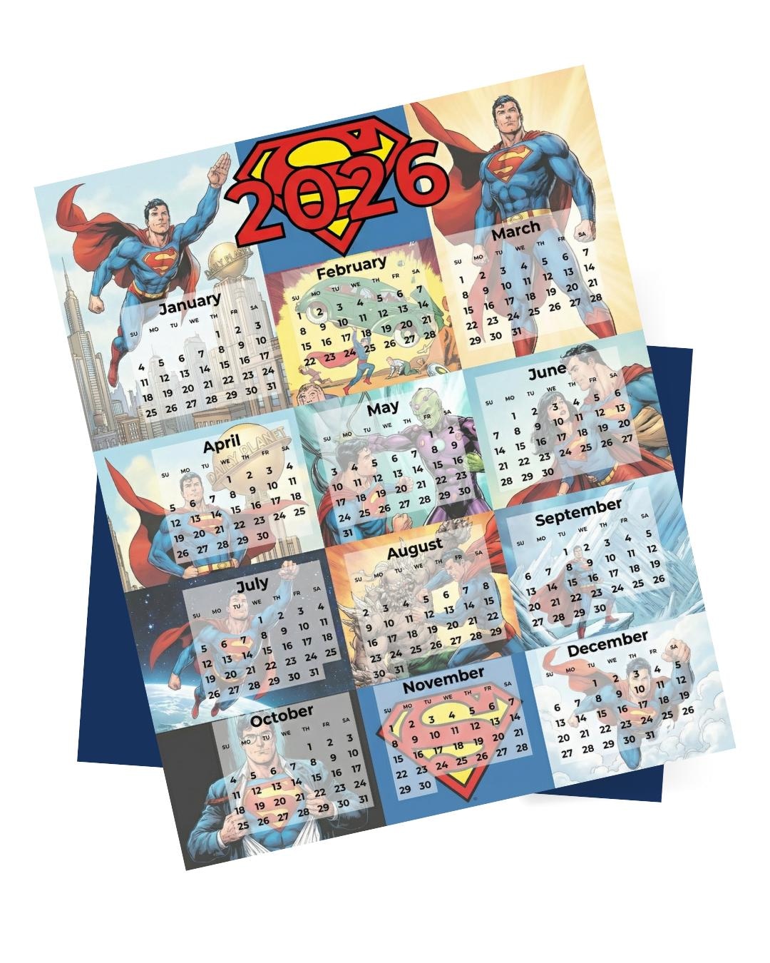 2026 Superhero Theme Calendar Printable Planner | Comic Style Organizer ...