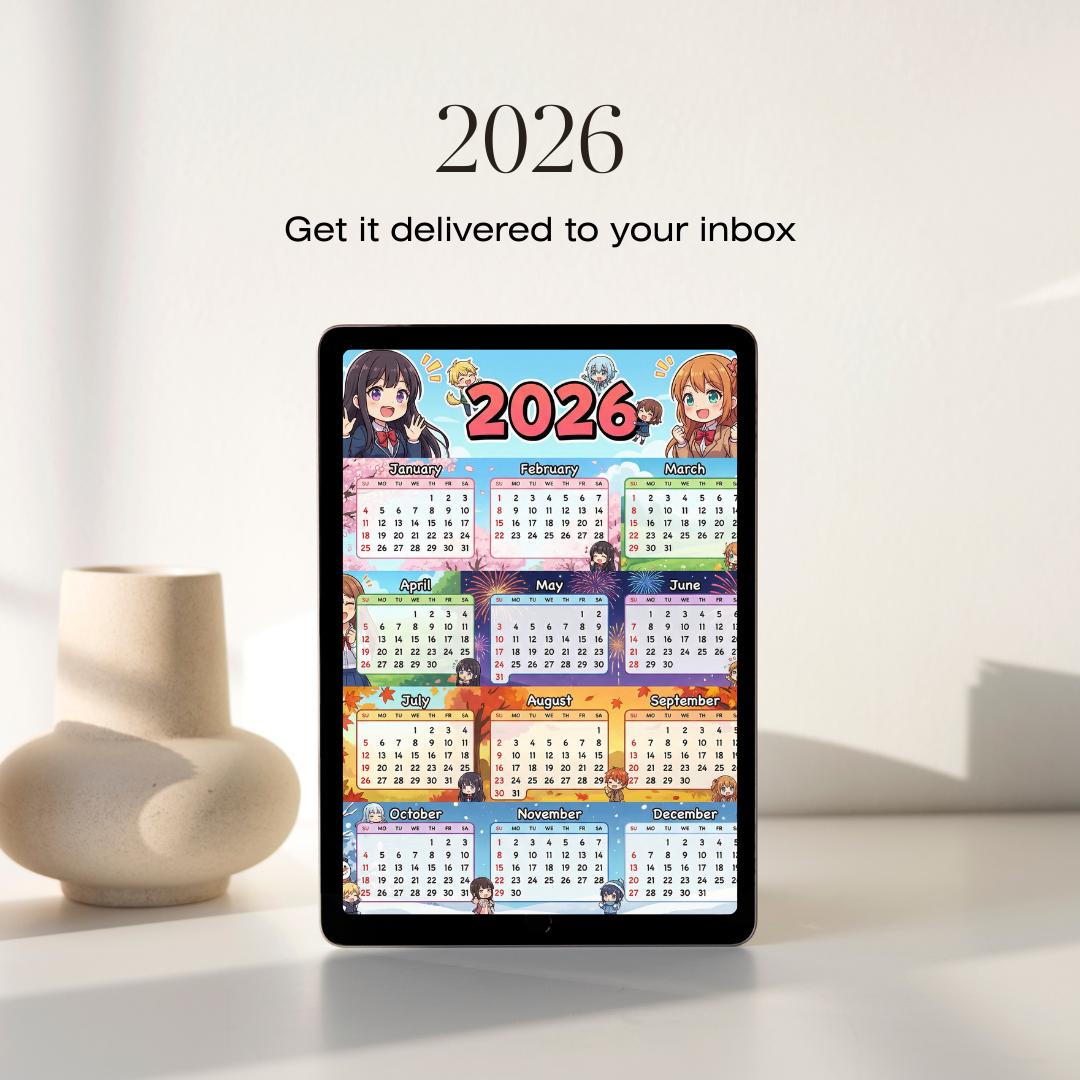 Anime 2026 Calendar, Kids Planner (printable PDF, 4x5 & 8x10 Inches) - Etsy