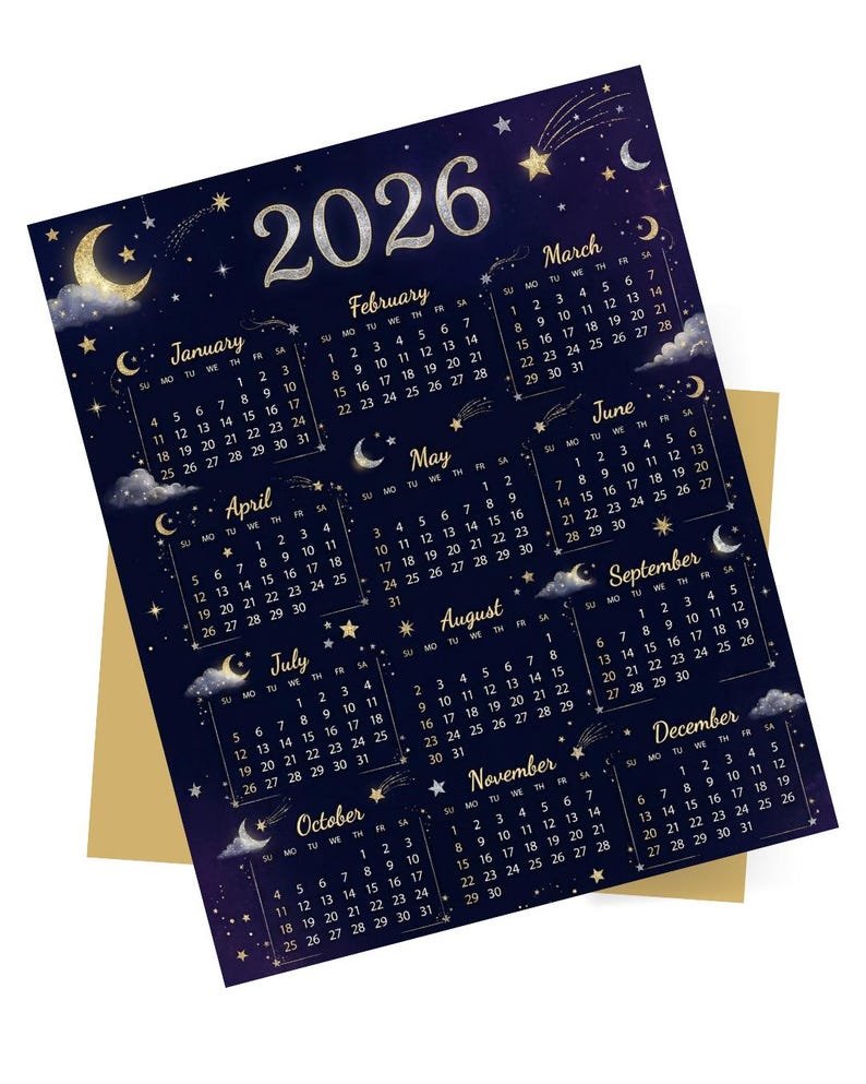 Twinkle Twinkle Themed Calendar Printables,2026 Calender - Etsy