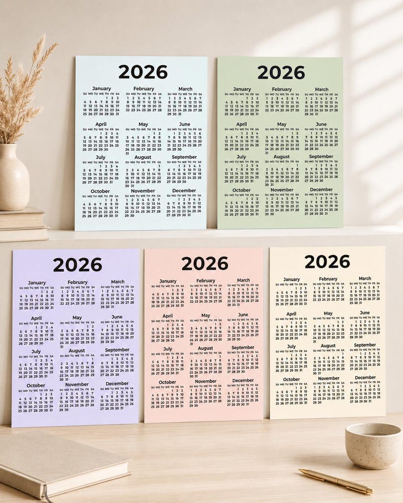 2026 Calendar Printable | Digital Download | 2026 Year-at-a-glance - Etsy