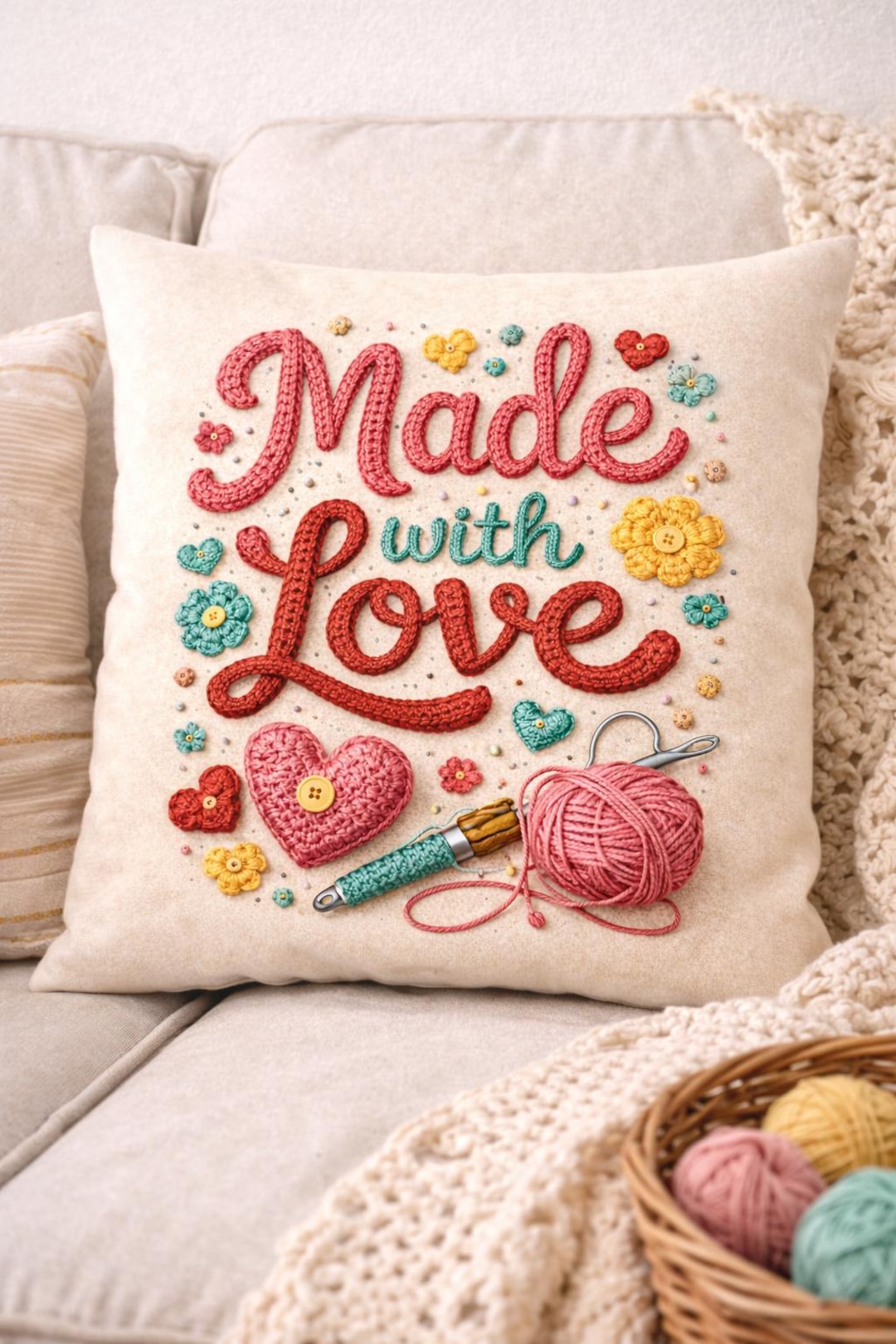 Faux Yarn Crochet Made With Love PNG | Crochet Patterns for Beginners ...