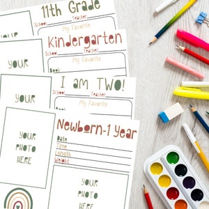 School Memory Box Printable NB - 12th Grade | Adventure Colored | Baby ...