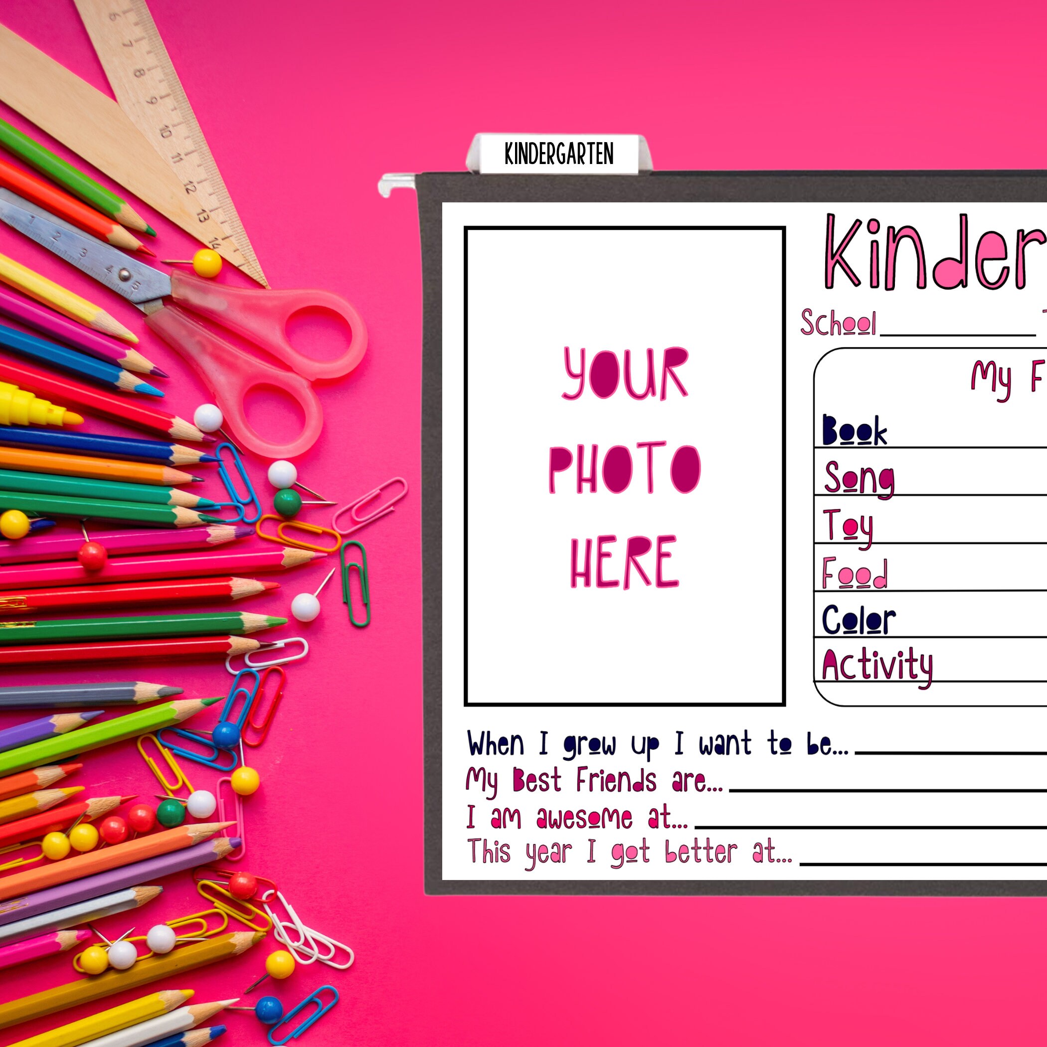 School Memory Box Printable NB - 12th Grade | Berry Pinks | Baby Memory ...