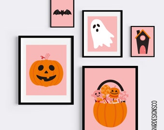 Cute Spooky Vintage Printable Halloween Wall Art Gallery - Elevate Your ...