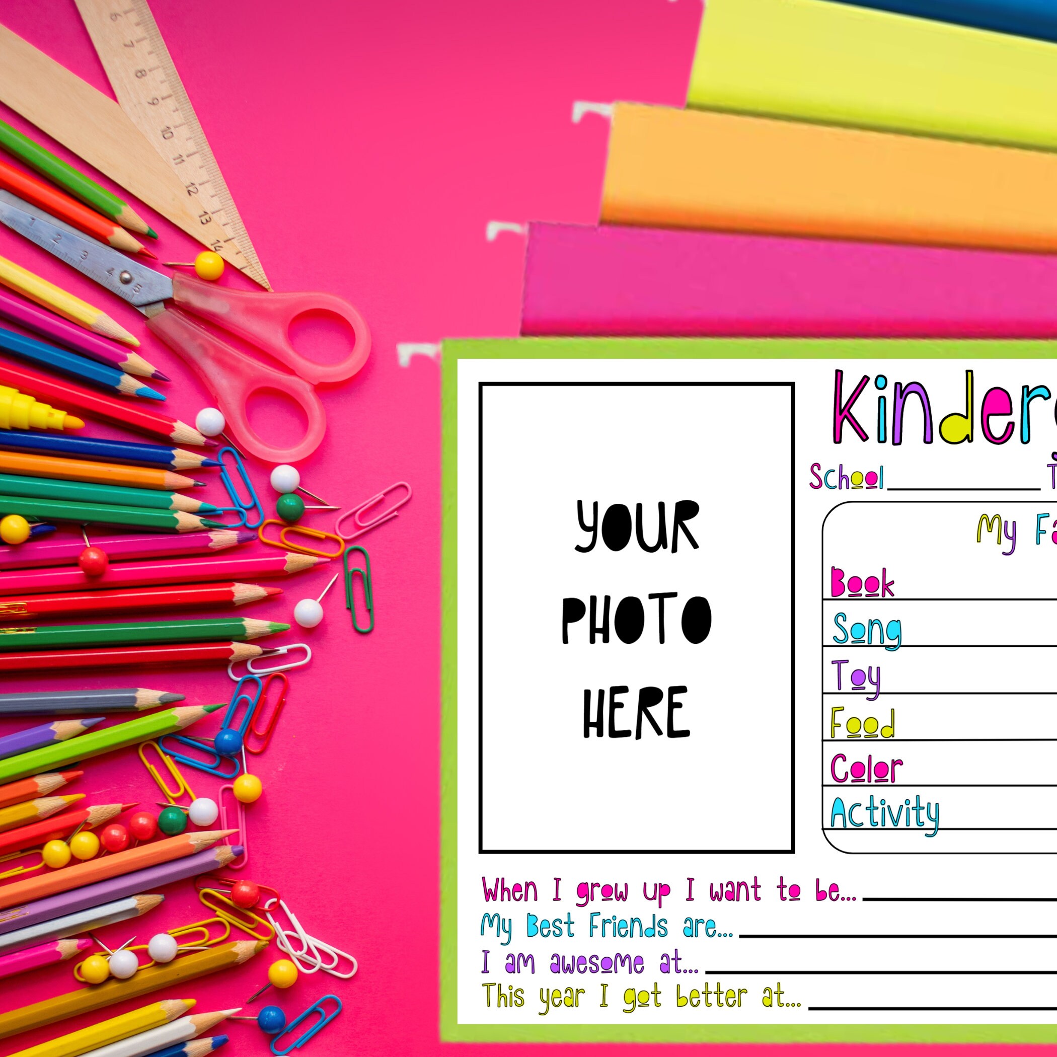 School Memory Box Printable NB - 12th Grade | Bright Colors | Baby ...