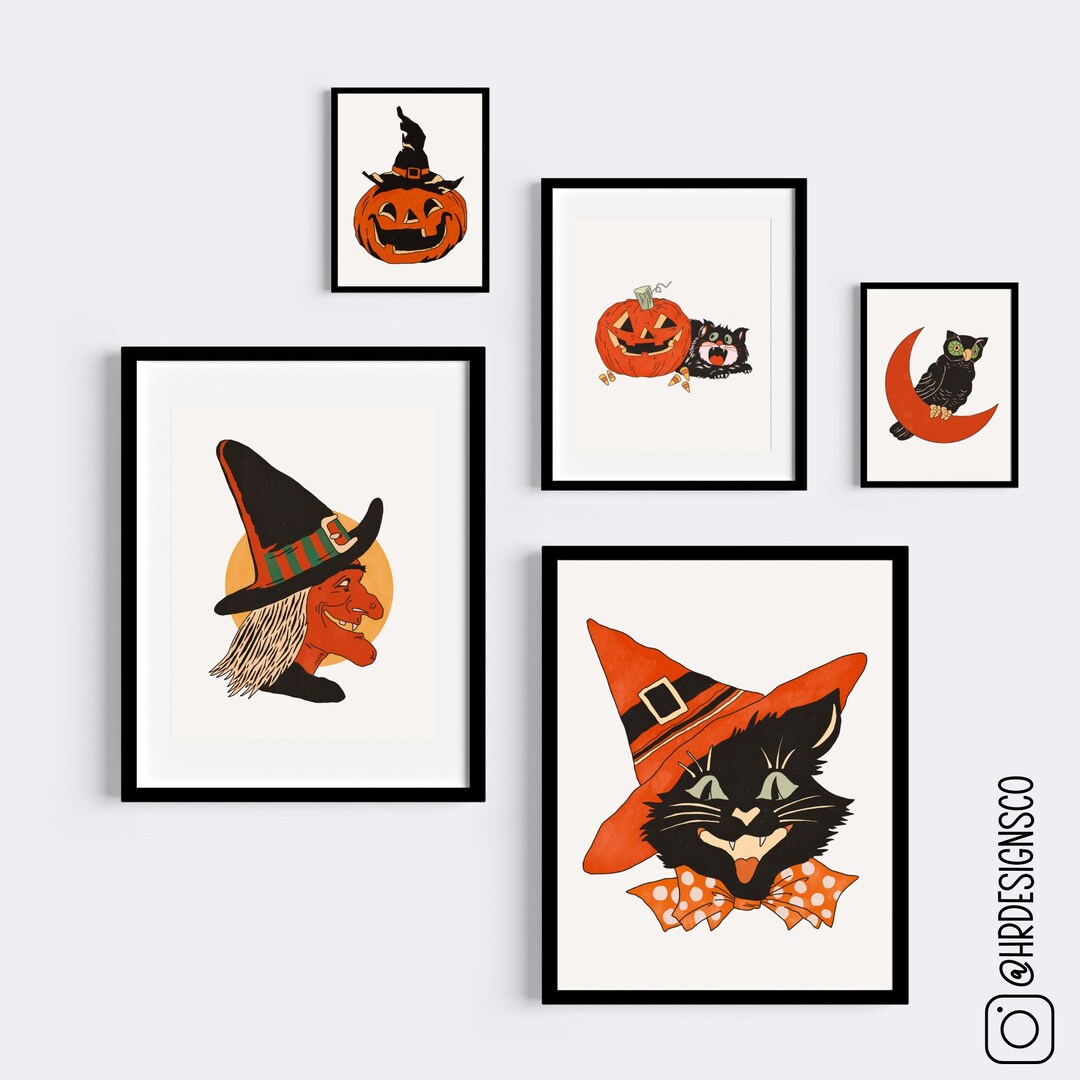 Classic Spooky Vintage Printable Halloween Wall Art Gallery - Elevate ...
