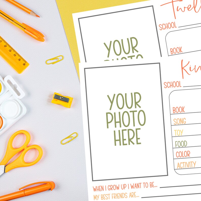 School Memory Box Printable NB - 12th Grade | Dusty Citrus Colored ...