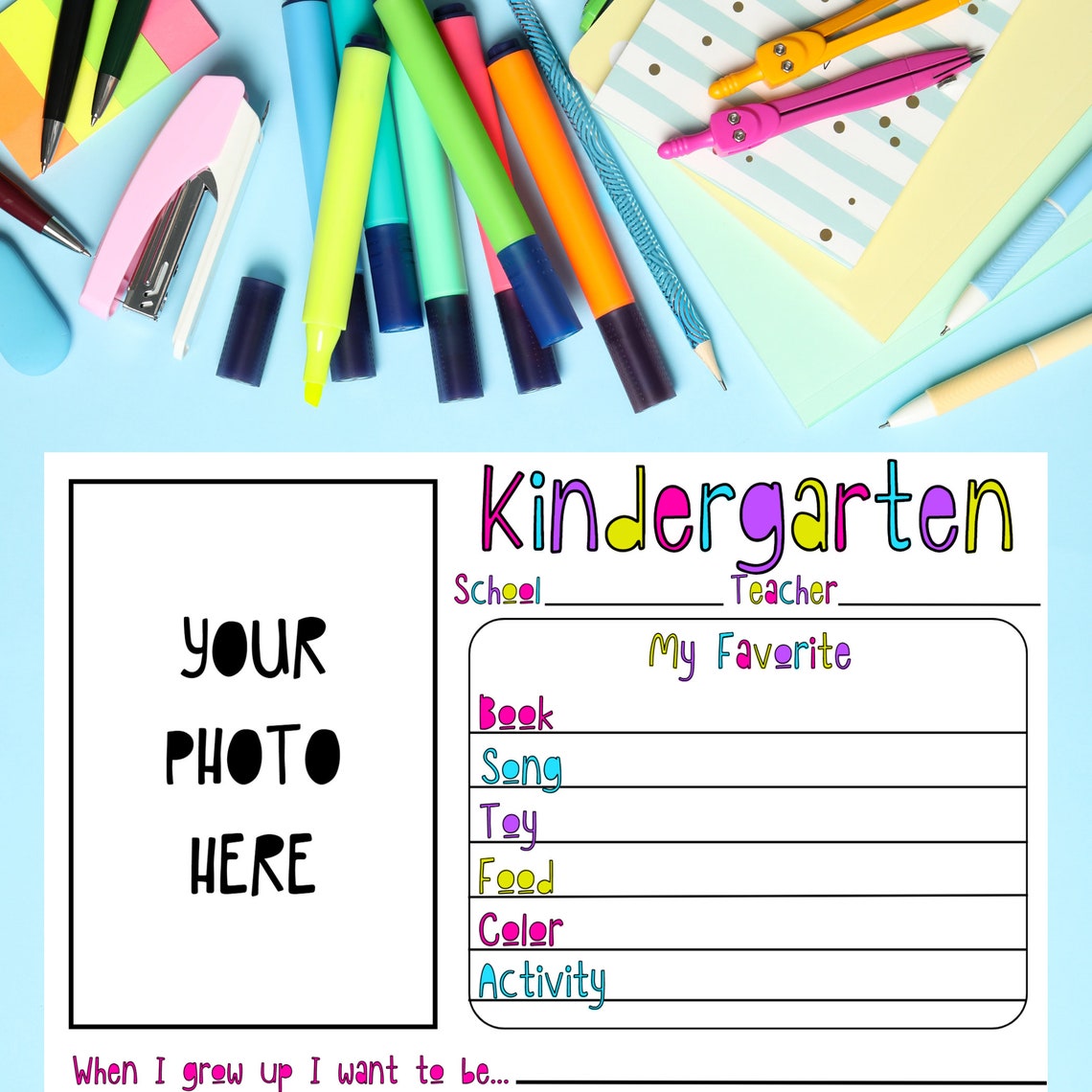 School Memory Box Printable NB - 12th Grade | Bright Colors | Baby ...