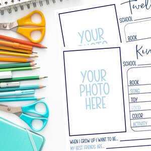 School Memory Box Printable NB 12th Grade Shades of Blue Baby Memory ...