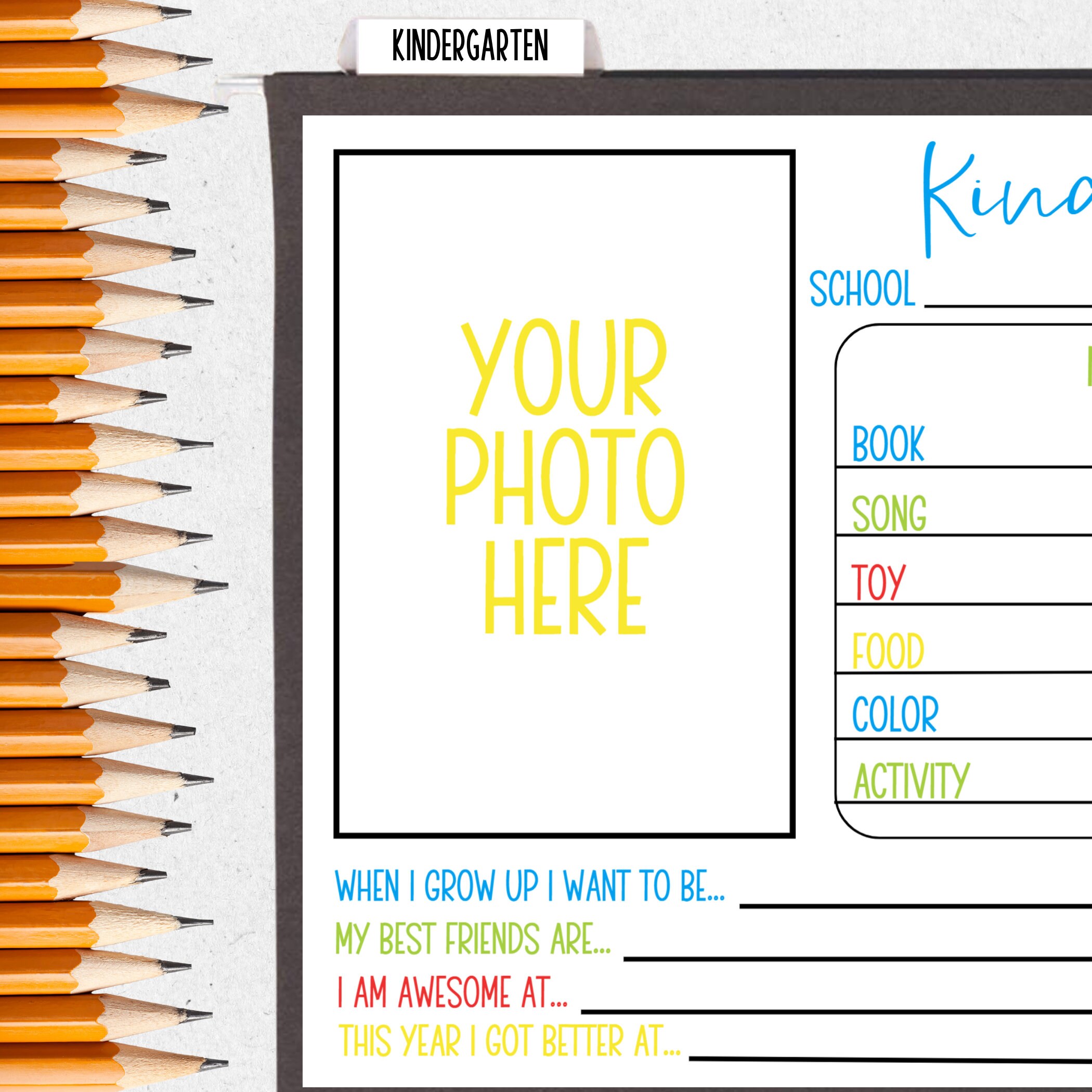 School Memory Box Printable NB - 12th Grade | Primary Colors Script ...