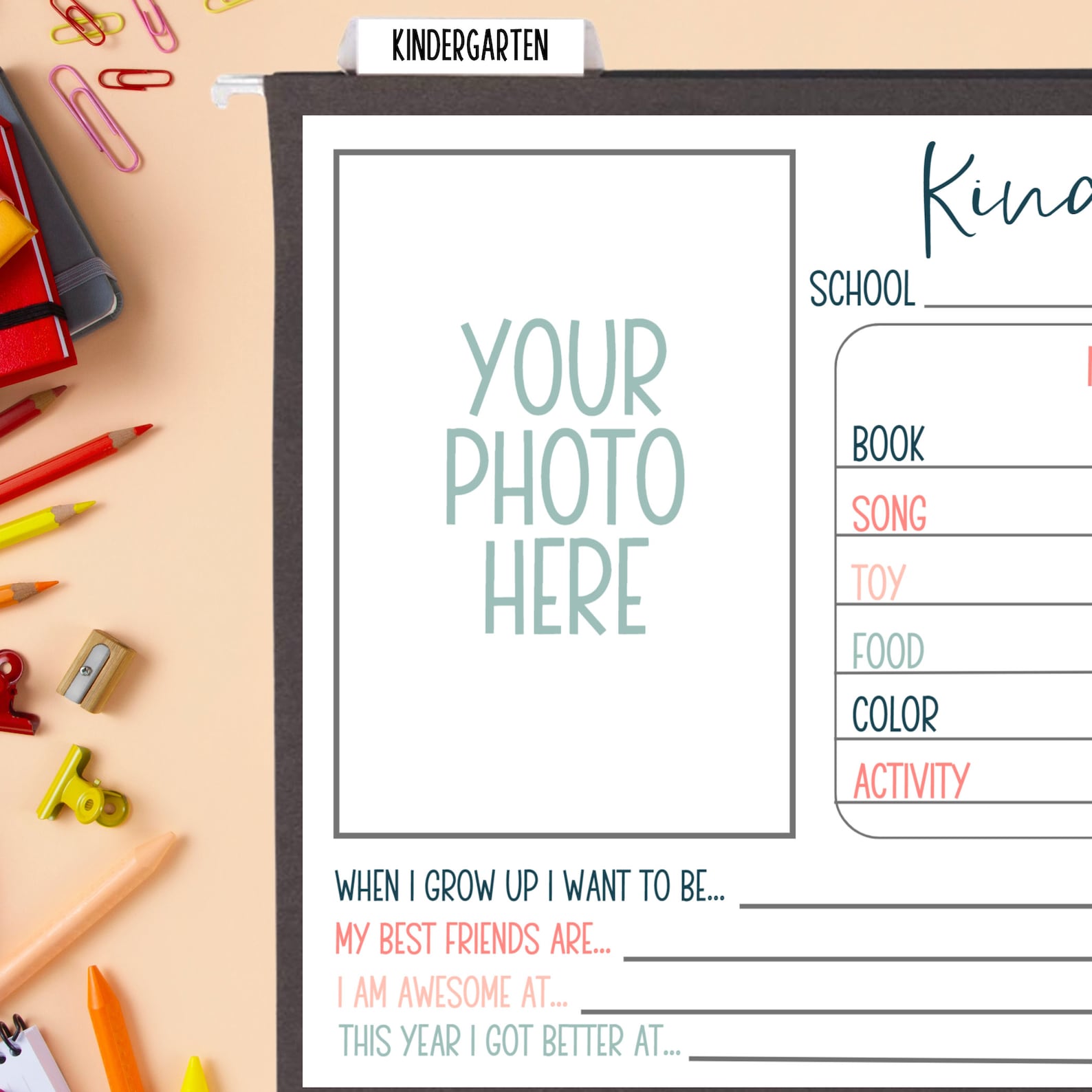 School Memory Box Printable NB 12th Grade Boho Colors Baby Memory Box ...