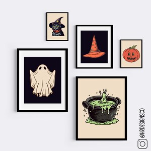 Cute Spooky Vintage Printable Halloween Wall Art Gallery - Elevate Your ...
