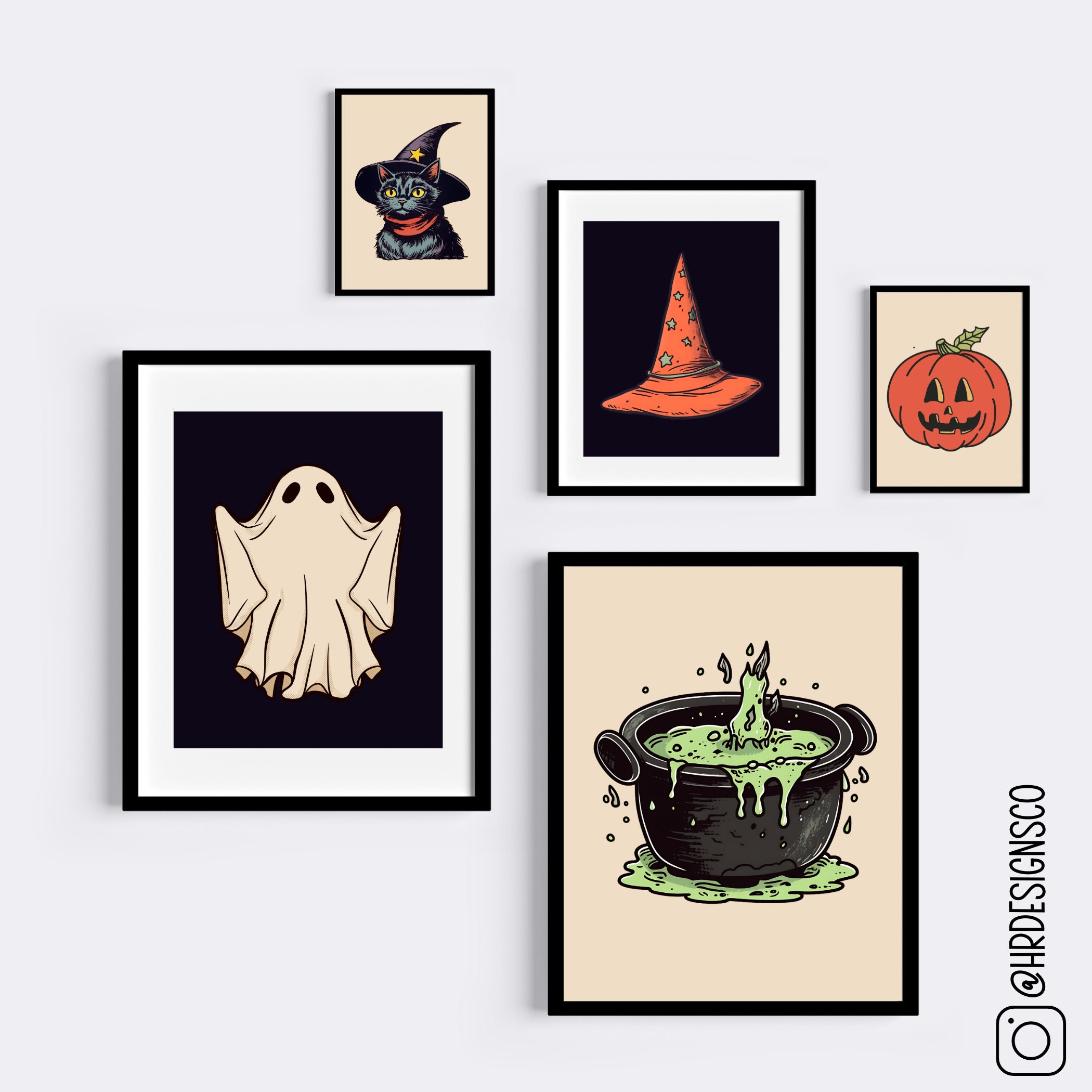 Cute Spooky Vintage Printable Halloween Wall Art Gallery - Etsy