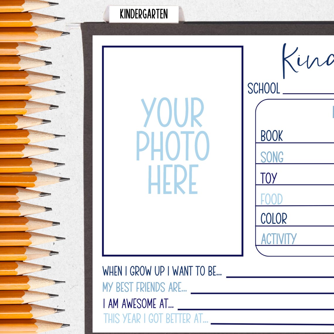 School Memory Box Printable NB 12th Grade Shades of Blue - Etsy