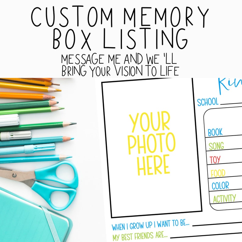 School Memory Box Printable NB - 12th Grade | Primary Colors Script ...