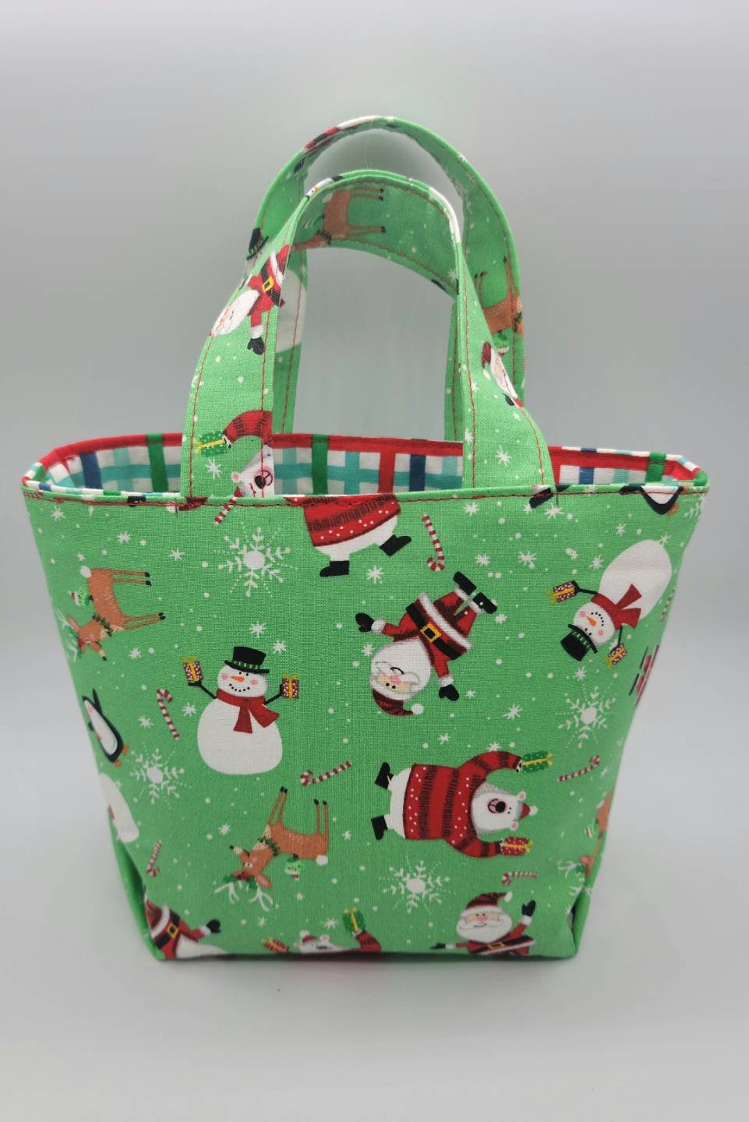 Handmade Christmas Fabric Gift Bag With Handles, Reusable - Etsy