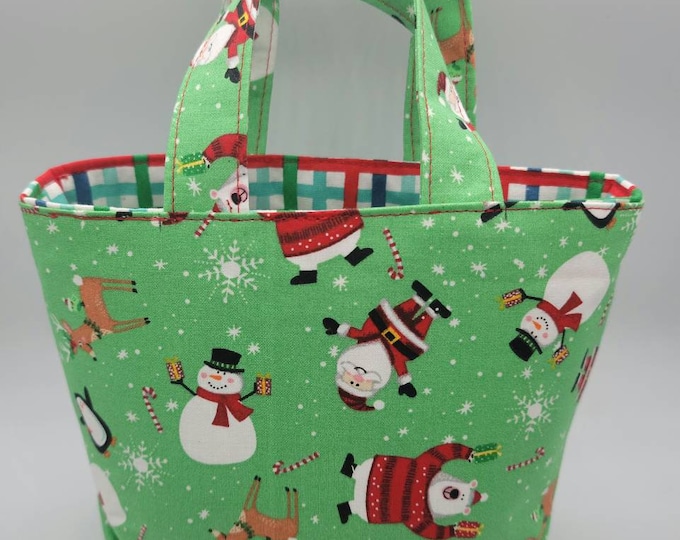 Handmade Christmas Fabric Gift Bag With Handles, Reusable - Etsy