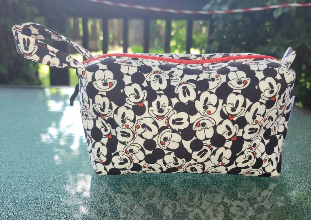 Handmade Mickey Mouse Zipper Box Pouch: Cotton Makeup Bag - Etsy