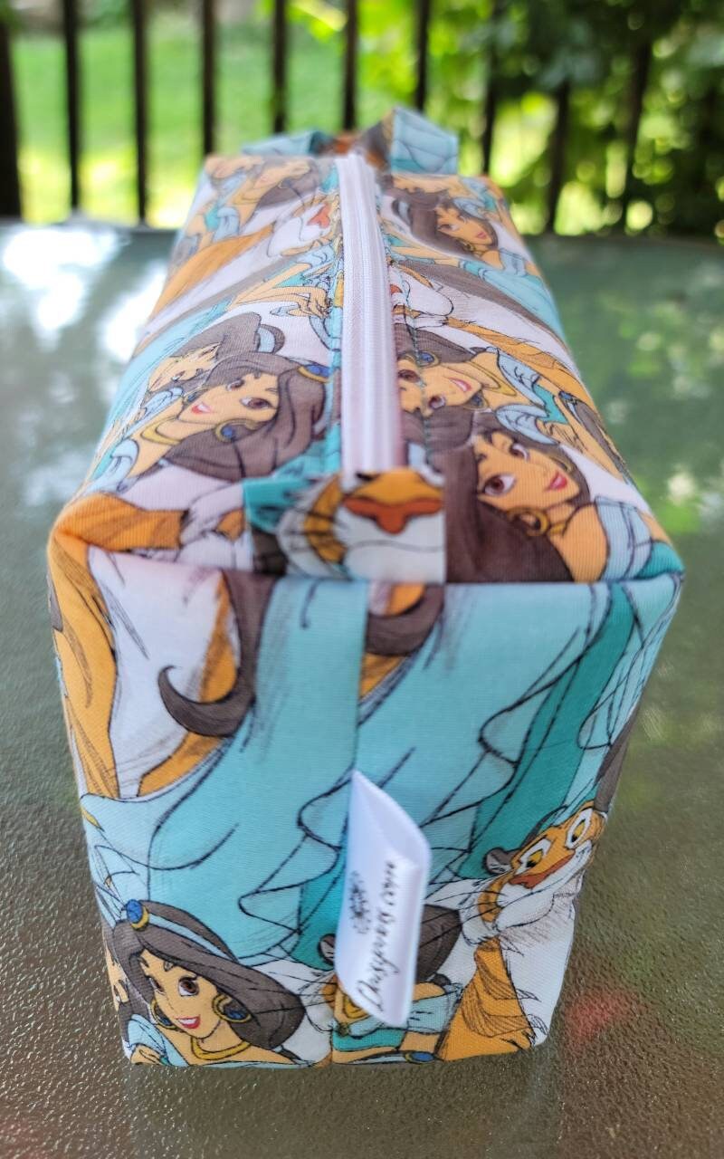 Cute Disney Princess Jasmine Zipper Box Pouch, Handmade Pouch, Makeup ...