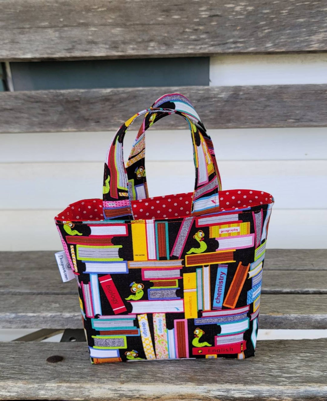 Bookworm Gift Bag,mini/small Reusable Fabric Gift Tote Bag With Handles ...