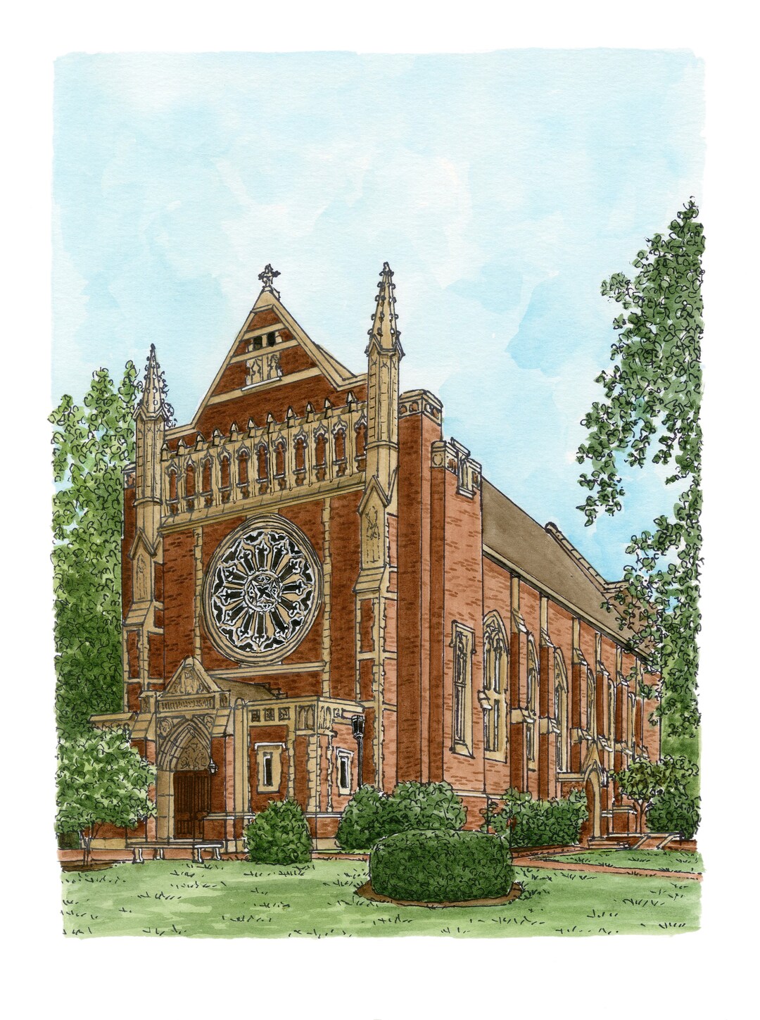 University of Richmond Chapel Watercolor Print - Etsy