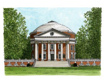 8 X 10 University of Virginia Rotunda Watercolor Limited Edition Print ...