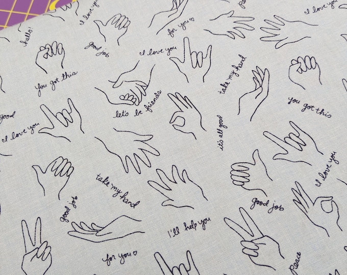 Helping Hands Sign Language on Blue by Michael Miller - Etsy