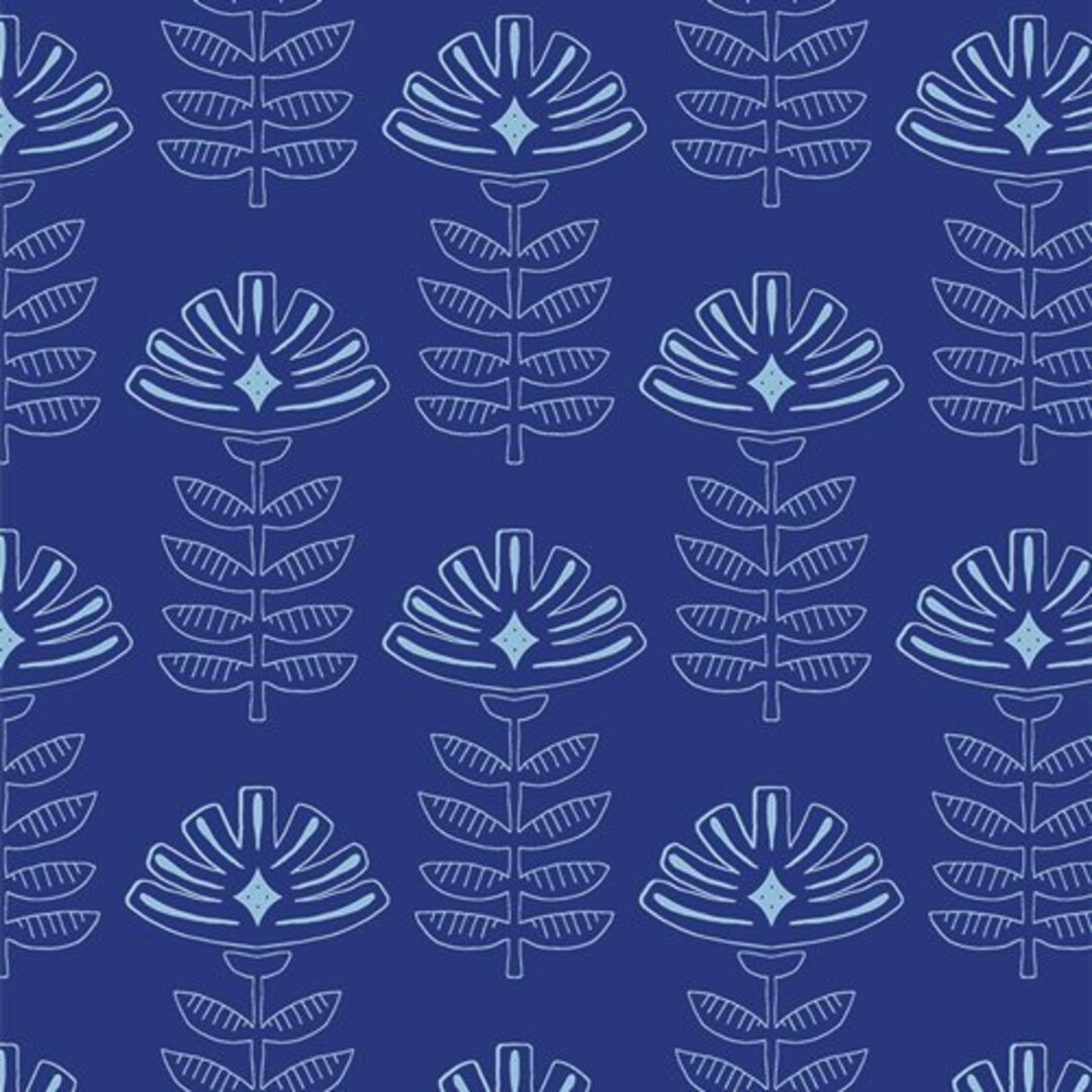 Etched Blooms Cobalt - Rayon - Art Gallery - Etsy