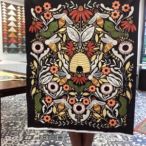 Bee Garden Panel Metallic Black by Gingiber 36" X 44" - Etsy