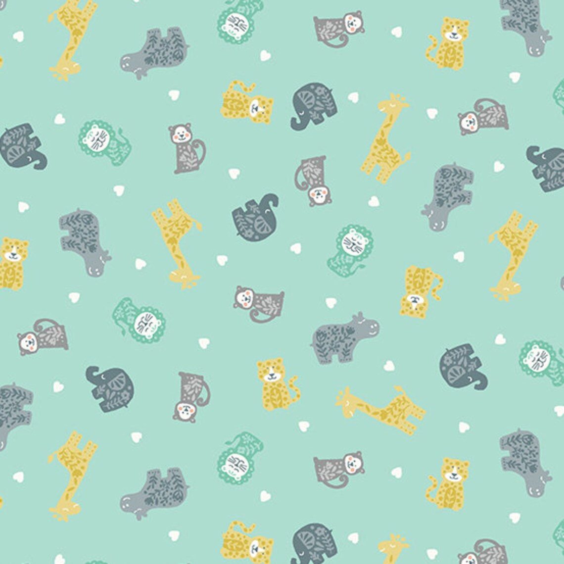 Baby Safari Scatter Animals on Teal by Makower Gender - Etsy