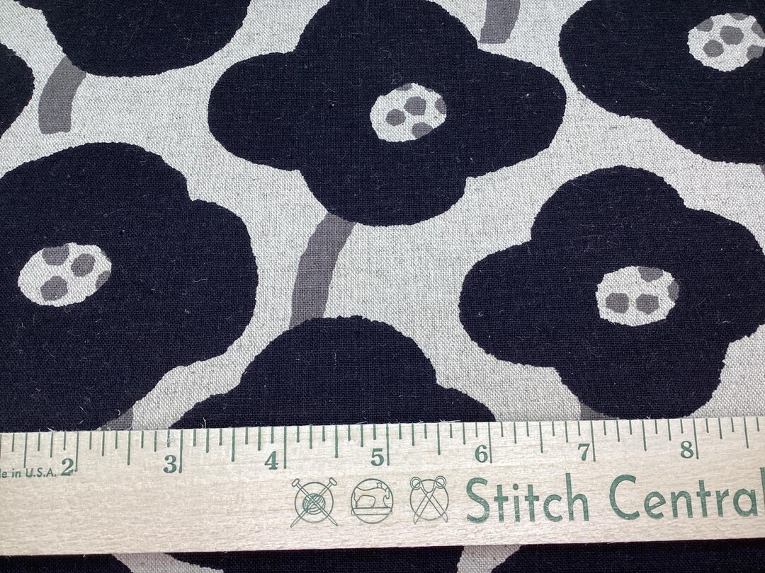 Poppy Black Cotton/flax. Robert Kaufman Printed Flax Cotton Blend - Etsy