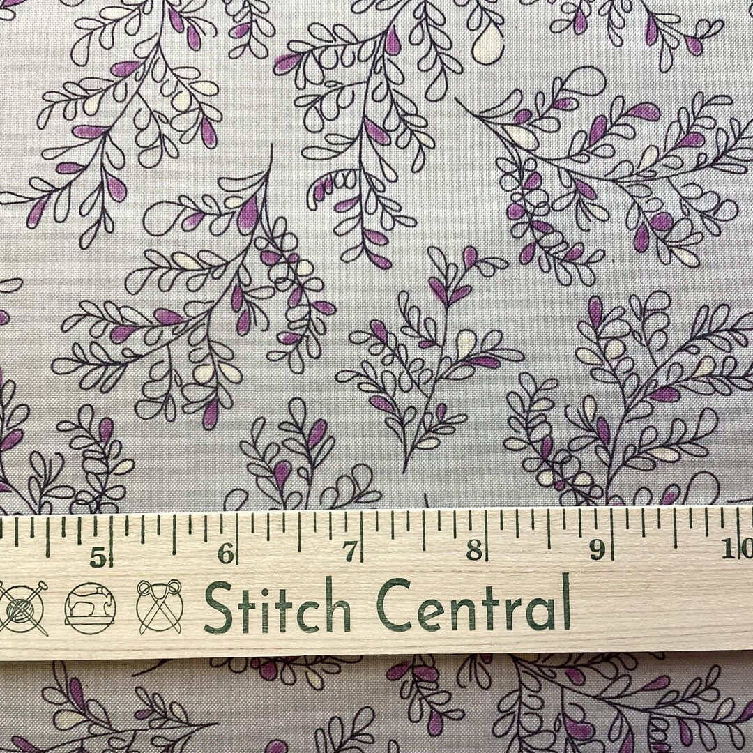 Leafy Loops Grey by Rachel Rossi - Tone on Tone Floral - Etsy