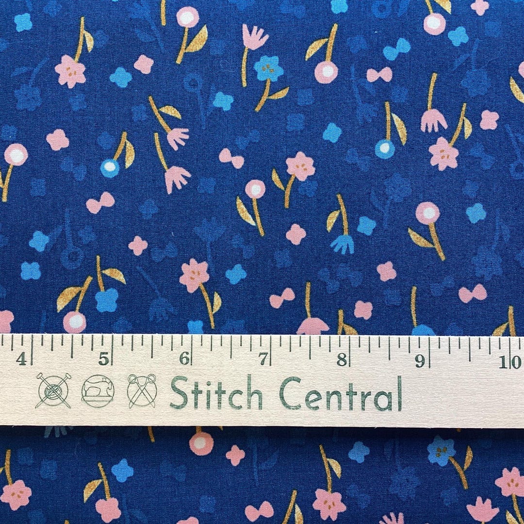Neko and Tori - Flower Picking Blue Rayon - Cotton + Steel - Etsy