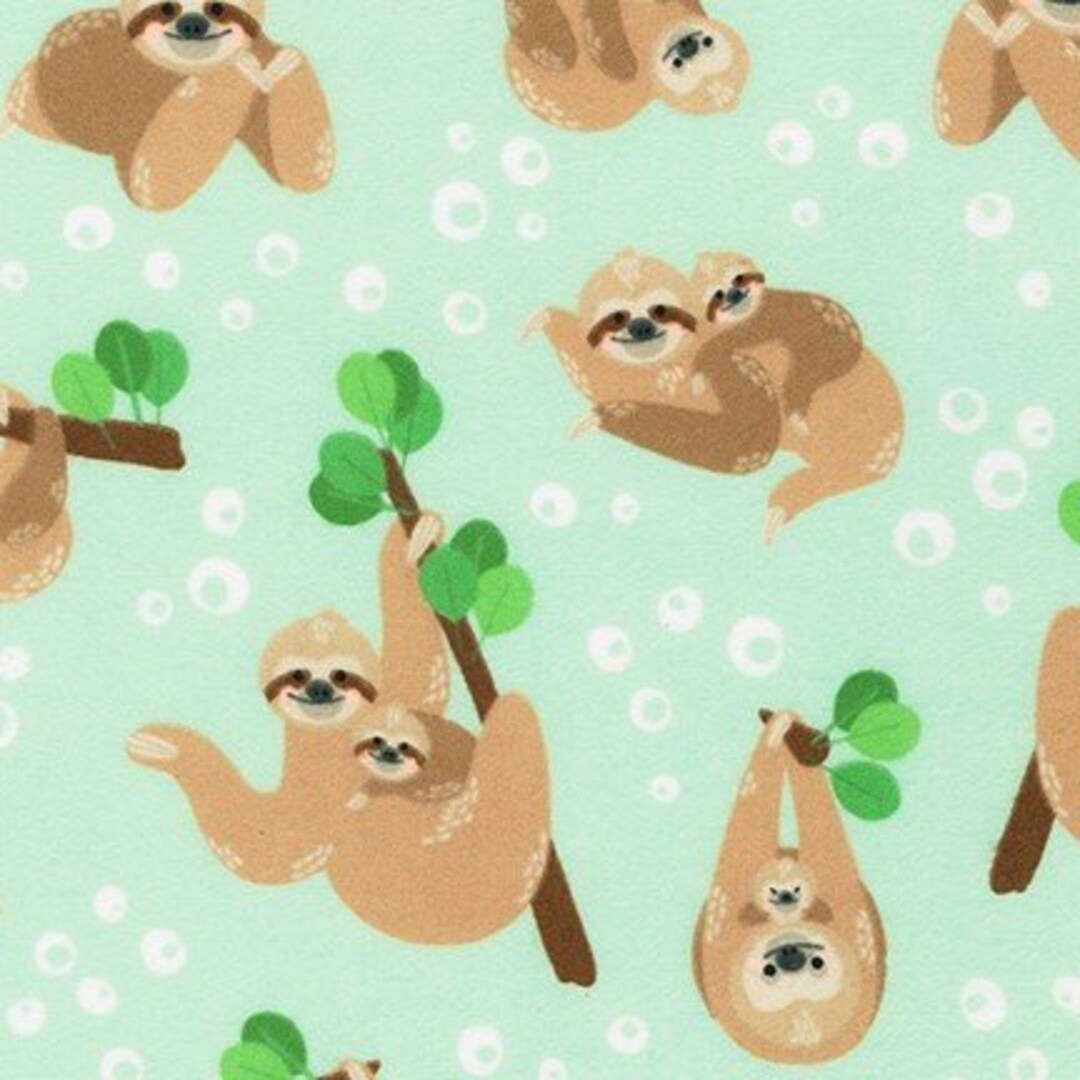 Flannel Sloth on Mint Green Cuddly Crew - Etsy