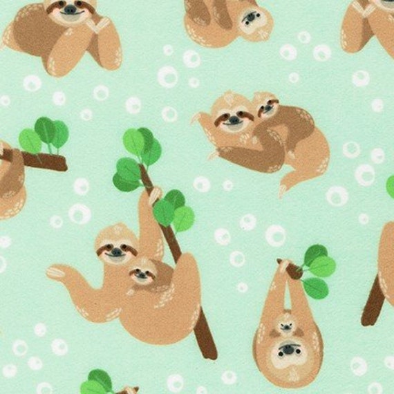 Flannel Sloth on Mint Green Cuddly Crew | Etsy