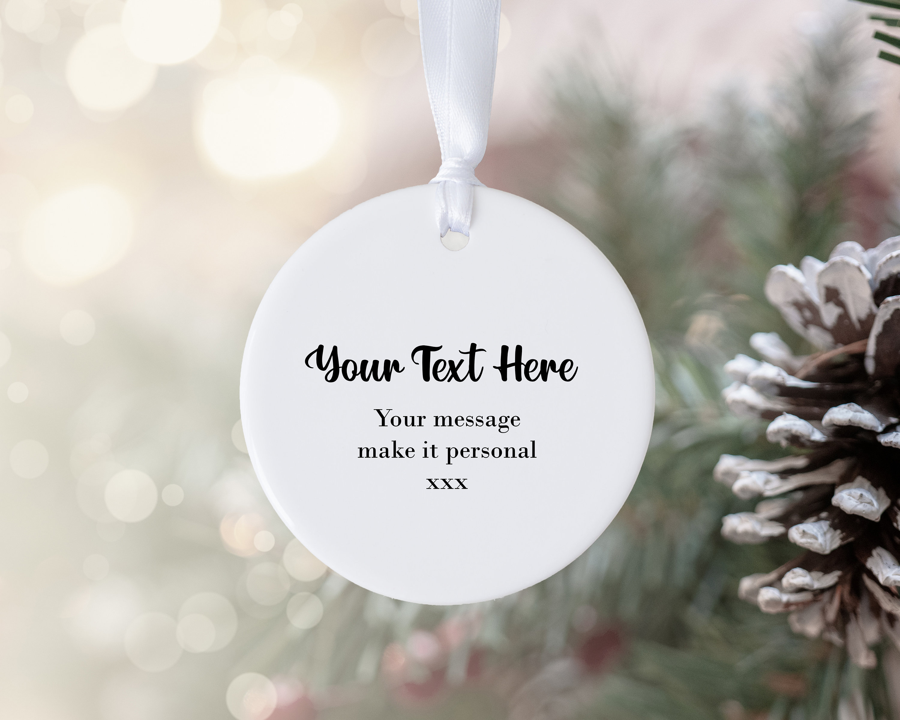 Personalised Ceramic Photo & Message Circle Hanging Decoration - Etsy UK