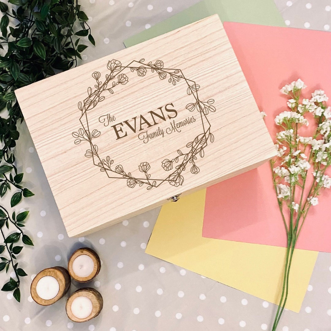 Personalised Family Memory Box Floral Geometry - Etsy