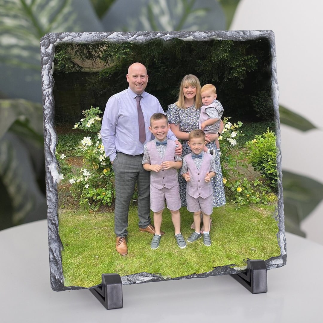 Personalised Square Photo Slate - Natural Slate Gift or Keepsake With ...
