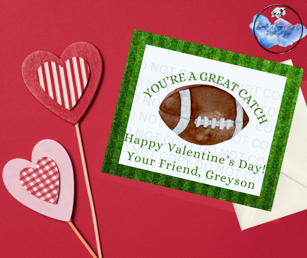 You're A Great Catch Football Digital Valentine's Day Card | Kid's ...