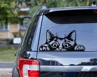 Peeking Cat Decal - Etsy