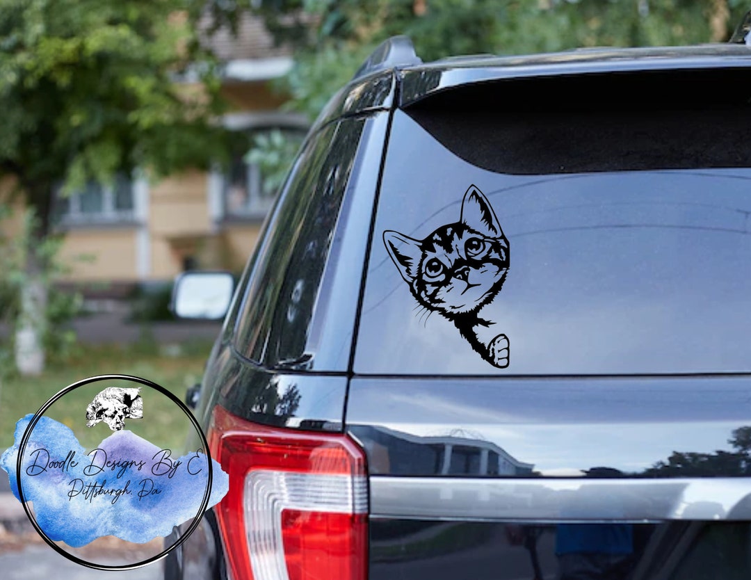 Cat Sticker | Cat Decal | Cat Car Sticker | Cat Peeking Decal | Cat ...