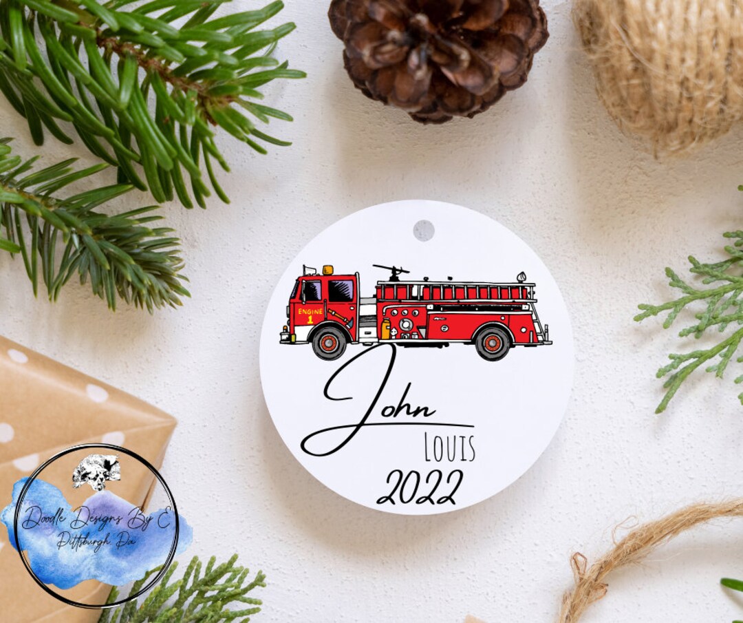 Yearly Name Fire Truck Ornament | Custom Ornament | Custom Gift ...