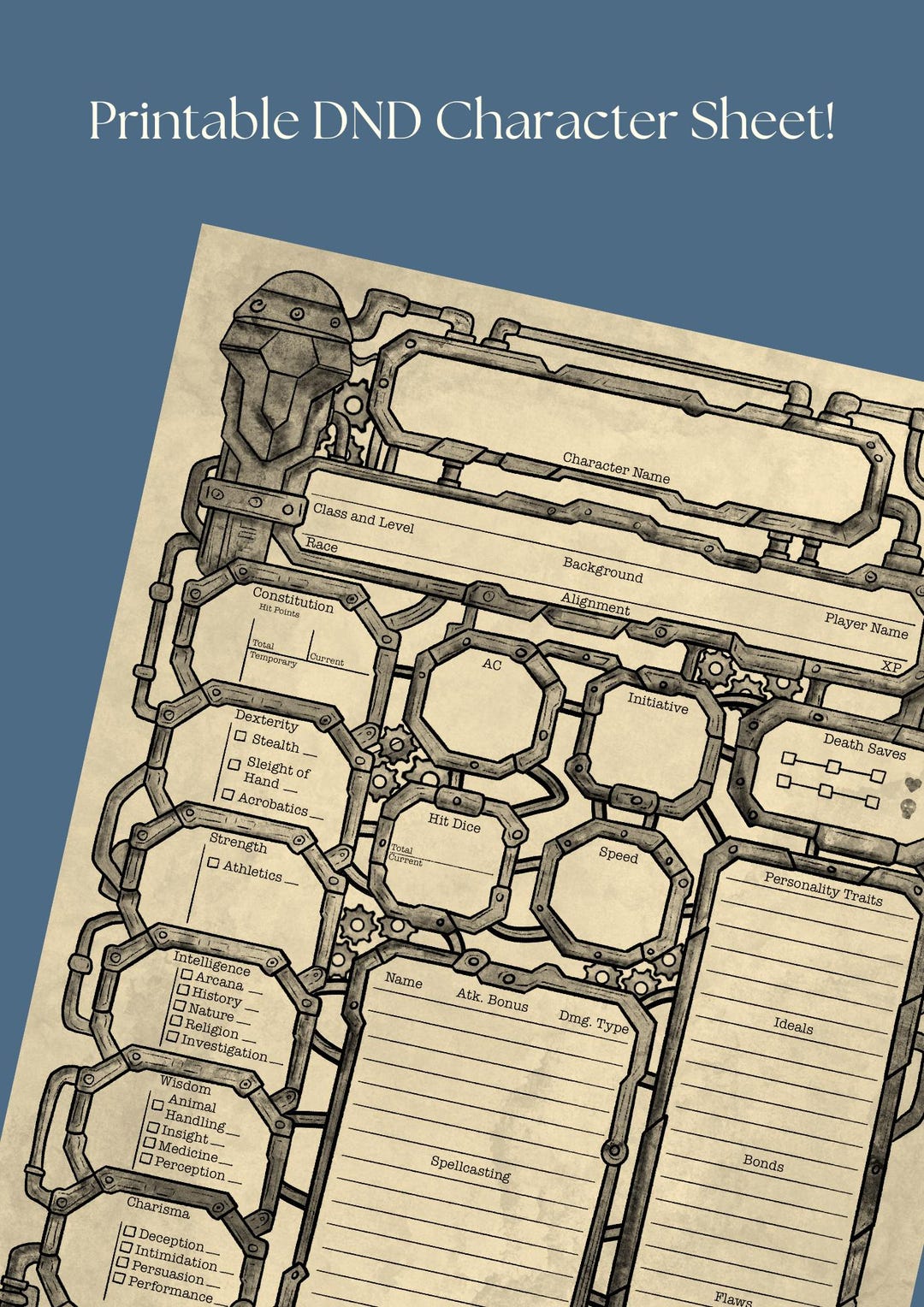 Printable Dnd Character Sheet, Mechanical, Steampunk, Artificer ...