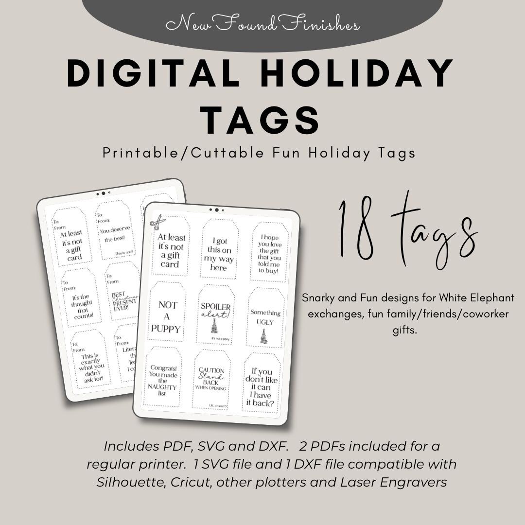 Digital Holiday Snarky Fun Gift Tags. Printable or Cutting Machine ...