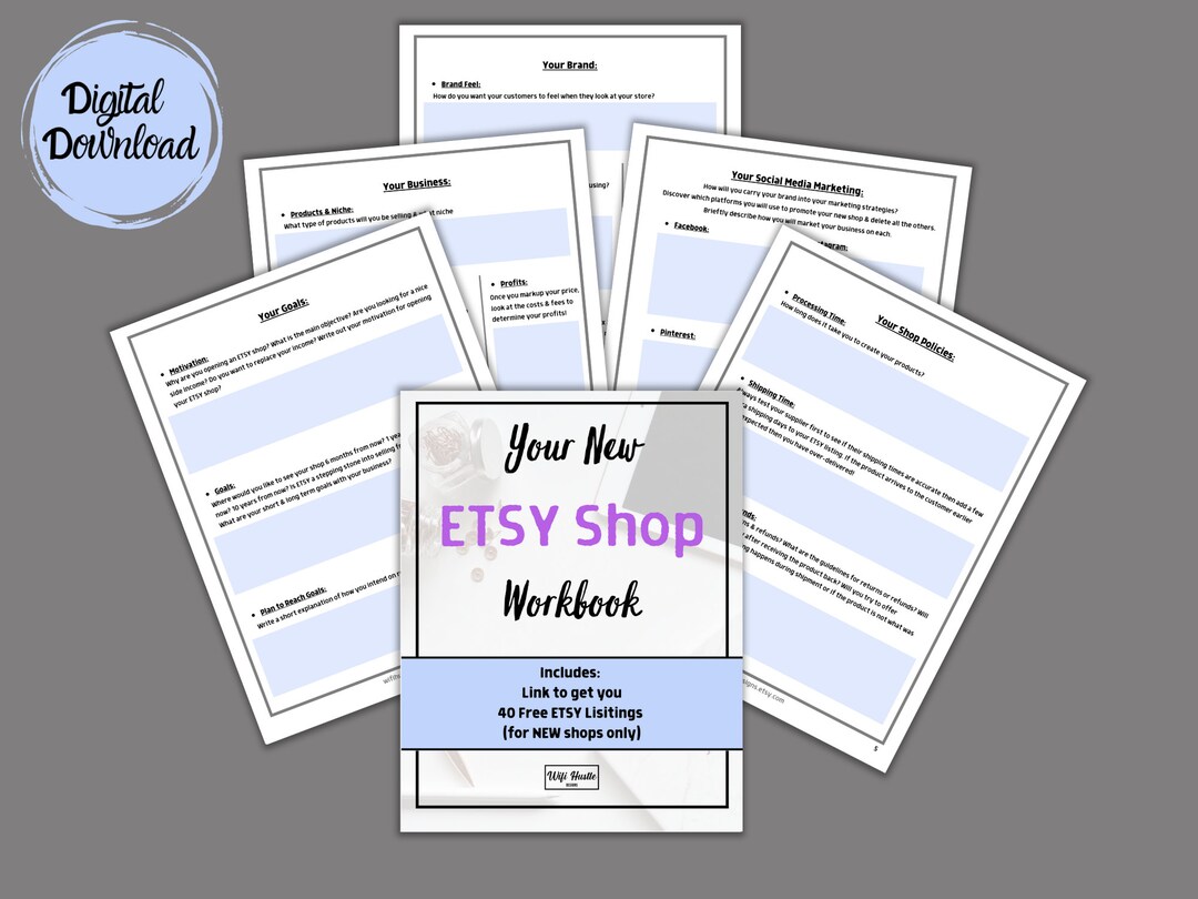 Etsy Workbook, Etsy Listing, Open Etsy Shop, Get 40 Free Listings, Etsy ...