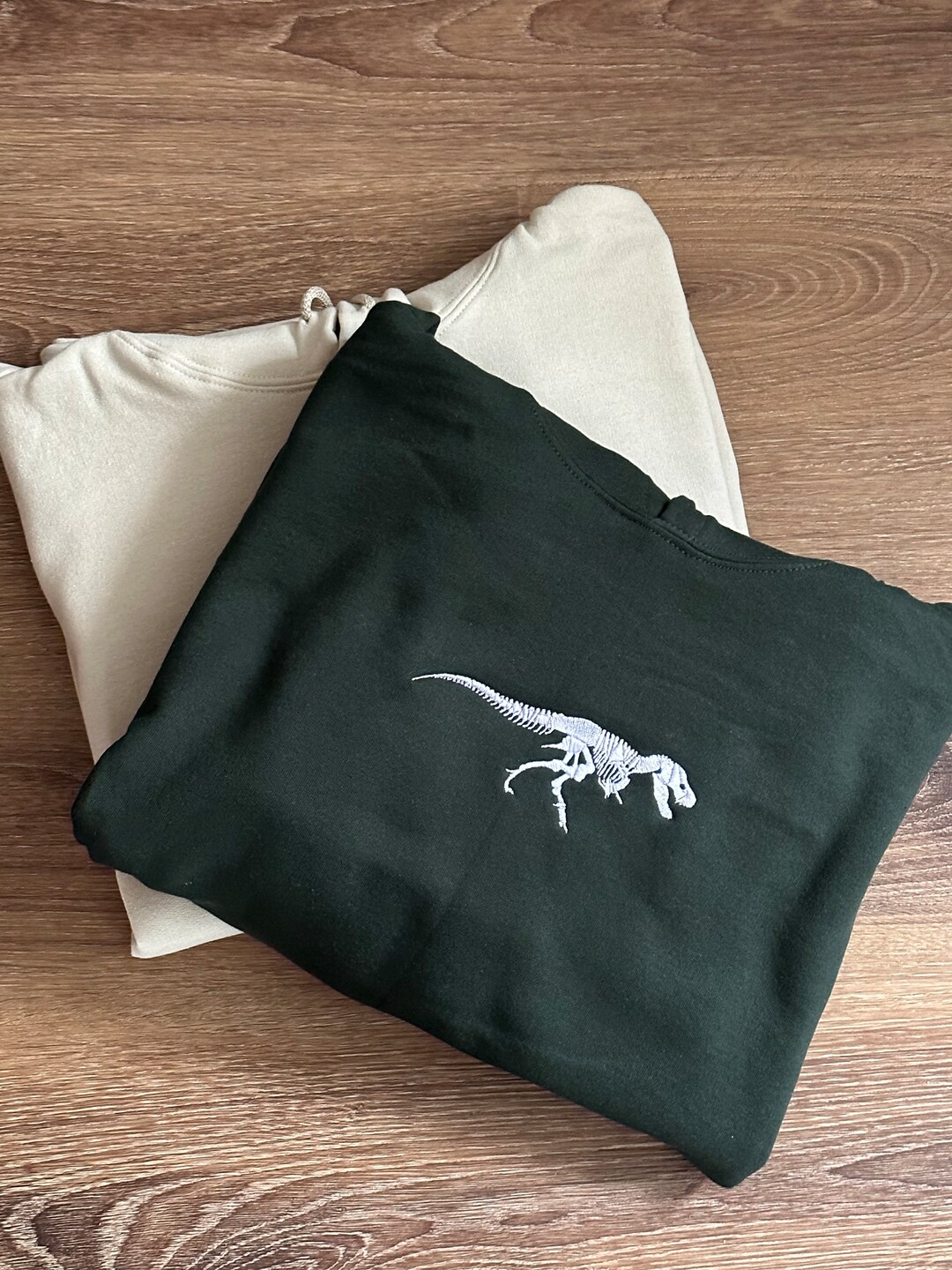 Dinosaur Skeleton Embroidered Pullover Hoodie | Fleece , Cotton ...