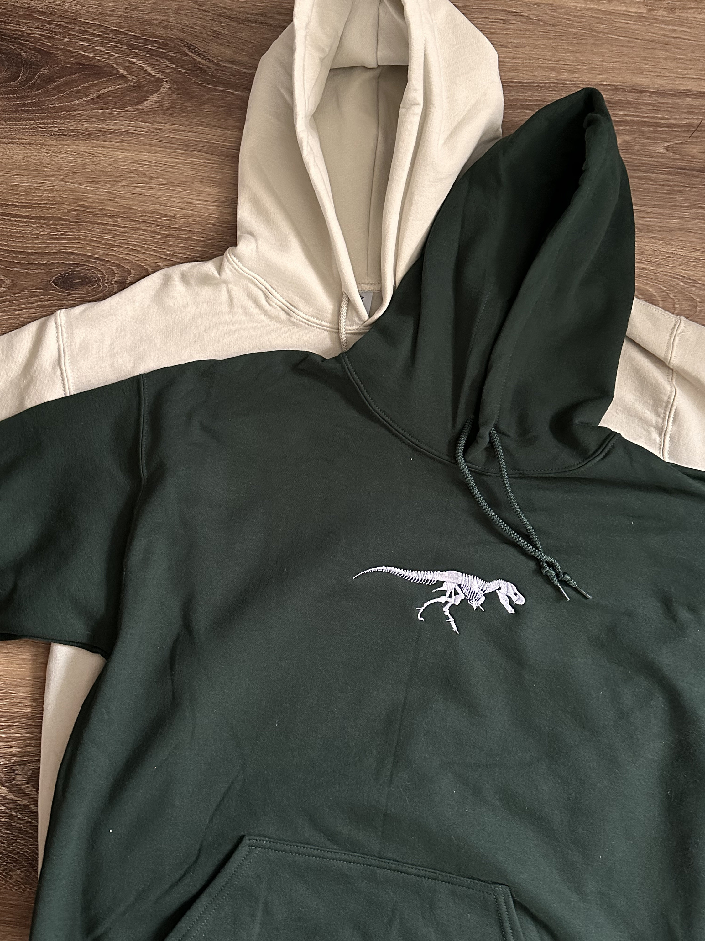 Dinosaur Skeleton Embroidered Pullover Hoodie | Fleece , Cotton ...