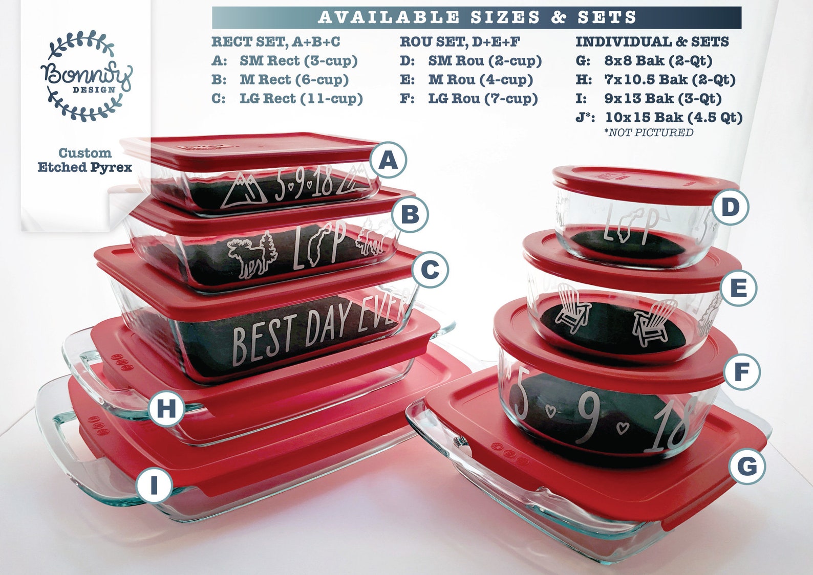 Square 8x8 Custom Etched Glass Dish Pyrex Baking Dish | Etsy