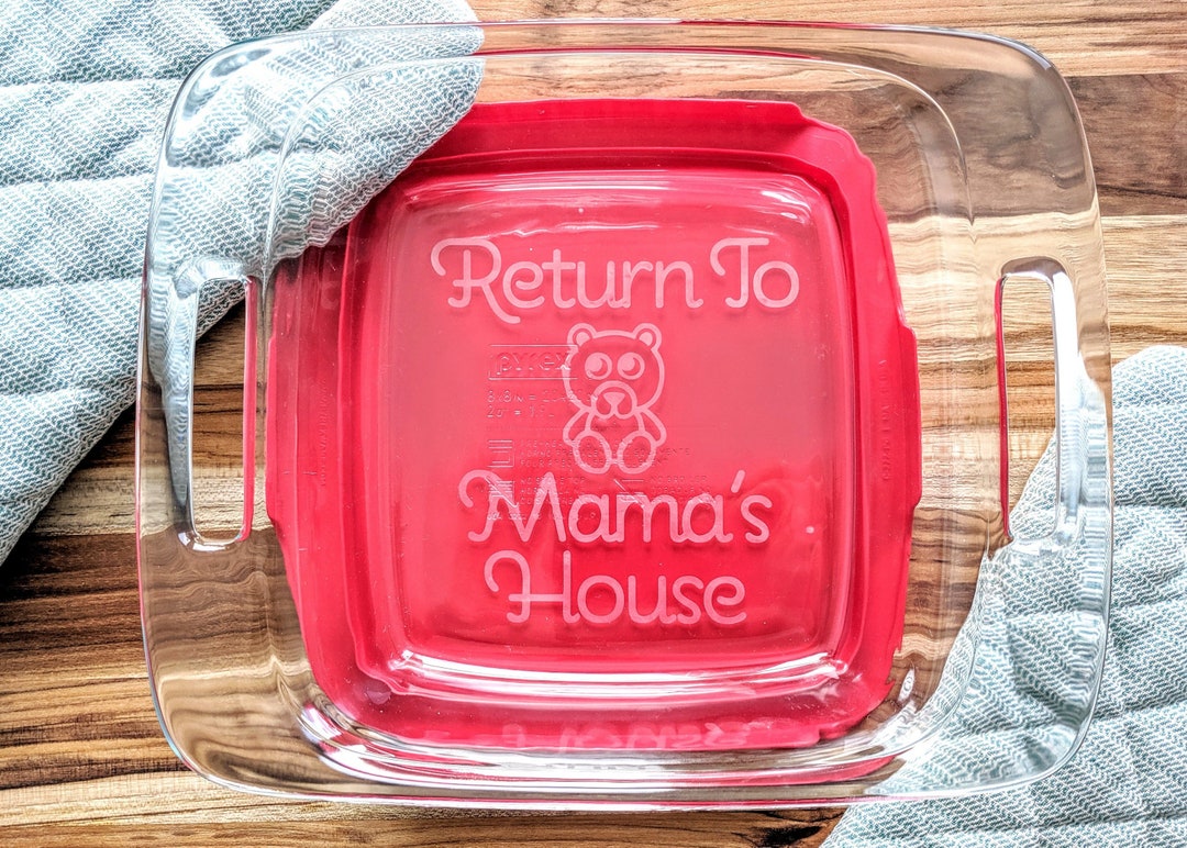 Square 8x8 Custom Etched Glass Dish, Pyrex Baking Dish, Glass Storage ...